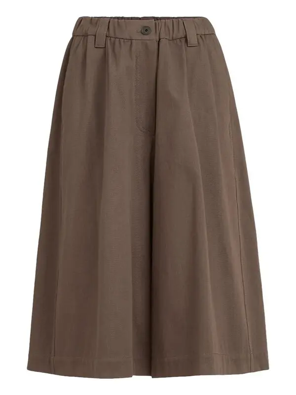 Brunello Cucinelli Couture Cotton Gabardine Long Bermuda Shorts With Monili - Pine Cone Brown