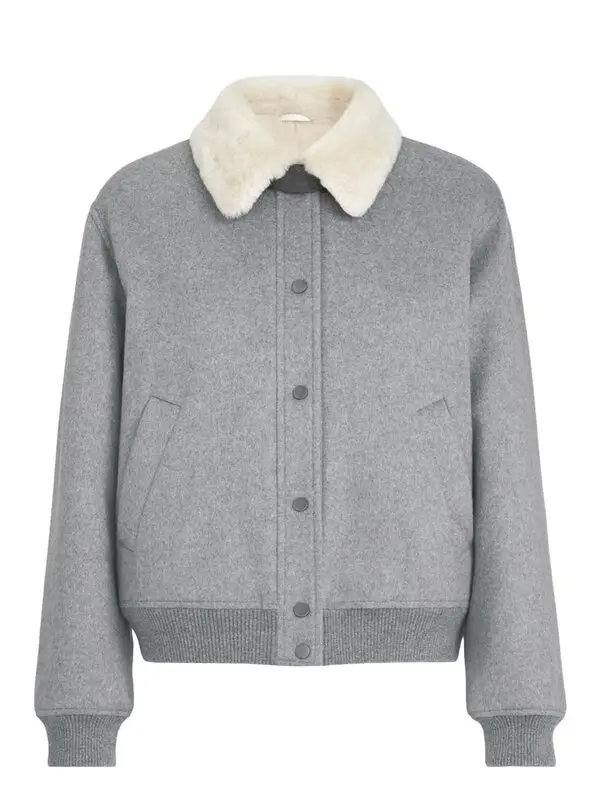Brunello Cucinelli Cashmere And Alpaca Bomber Jacket - Grey