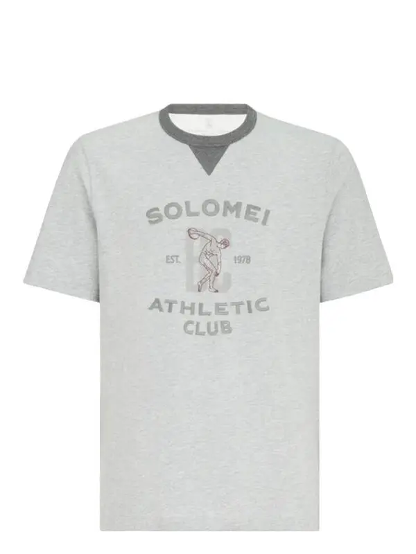 Brunello Cucinelli Cotton-jersey Crew-neck T-shirt With Print - Grey
