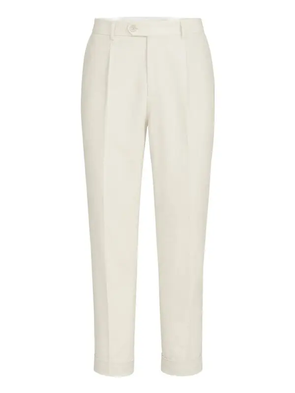 Brunello Cucinelli Sea Island Cotton Narrow Wale Corduroy Trousers With Pleat - Panama