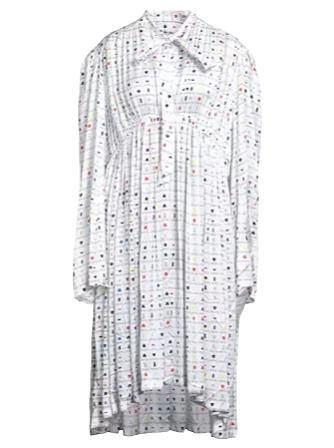 Balenciaga Midi Dress With Gathered Detail And Bow-tie Neckline - White