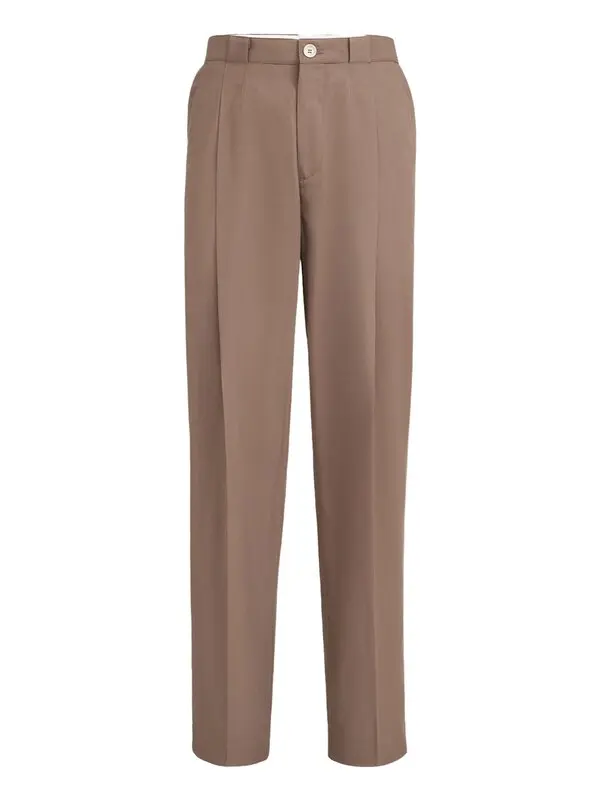 Brunello Cucinelli Cotton Crêpe Batavia Trousers With Pleat - Brown