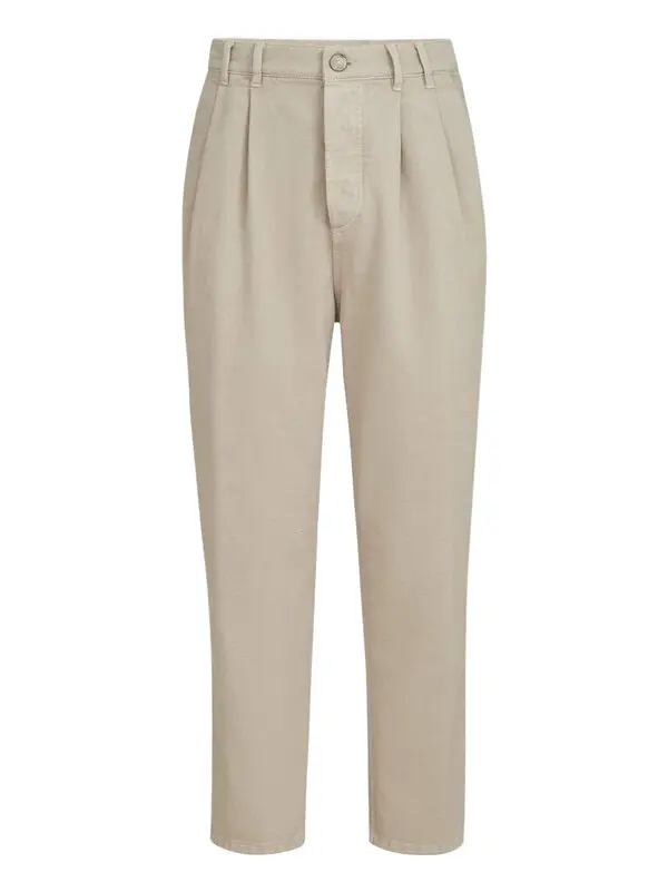 Brunello Cucinelli Garment-dyed Denim Trousers With Double Pleats - White