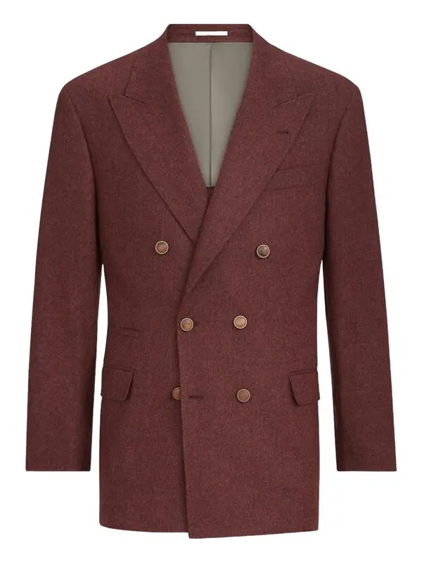 Brunello Cucinelli Virgin Wool And Cashmere Flannel Cavallo Tailor Blazer - Burned
