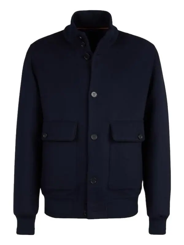 TOD'S Button-up Bomber Jacket With Leather Trim - Blue