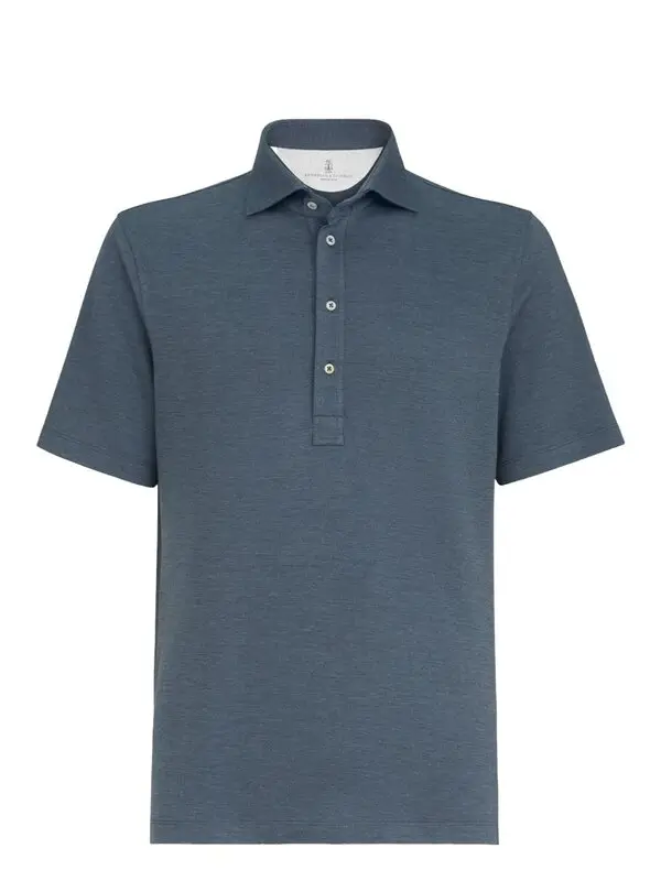 Brunello Cucinelli Half-button Polo Shirt - Sky-blue
