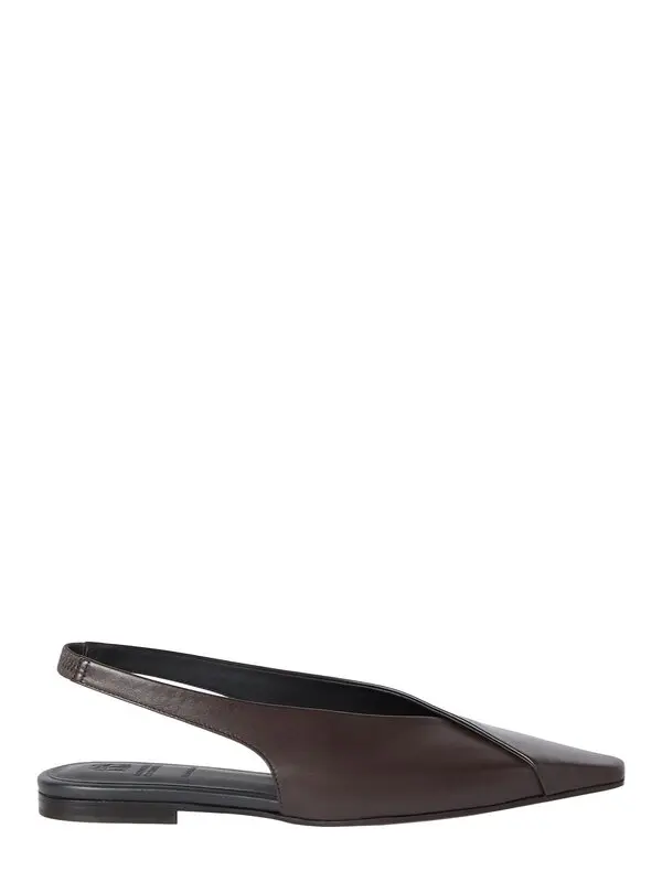 Brunello Cucinelli Calfskin Slingback Flats - Rust-brown