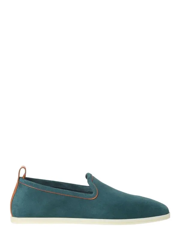 Loro Piana Venice Walk Loafers In Suede - Deep Atlantic Ocean
