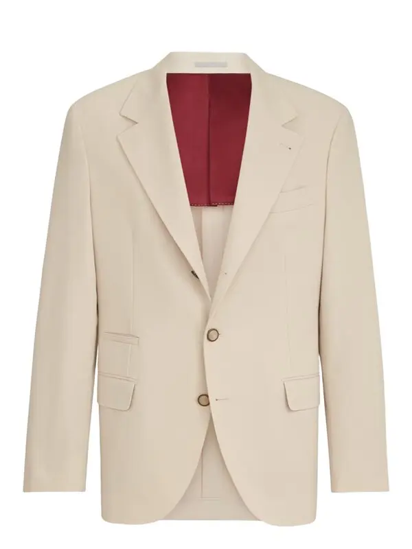 Brunello Cucinelli Cotton And Virgin Wool Gabardine Deconstructed Blazer - Vanilla