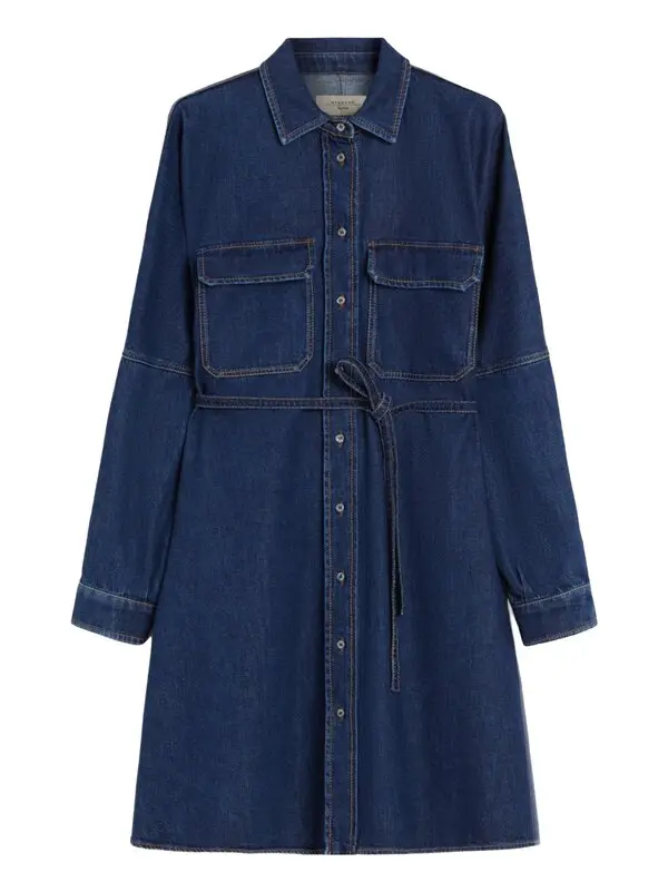 Max Mara Denim Shirt Dress With Classic Collar - Navy Blue