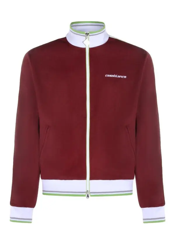 Casablanca Logo Embroidered Zip-up Sweatshirt - Red