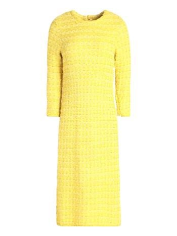 Balenciaga Tweed Dress With 3/4 Sleeves And Button Detail - Yellow