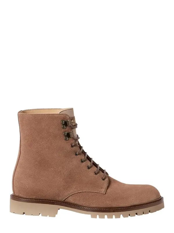 Brunello Cucinelli Suede Lace-up Ankle Boots - Hazelnut