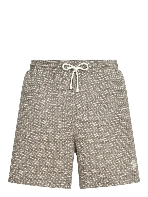 Brunello Cucinelli Floral Print Nylon Swim Shorts - Brown