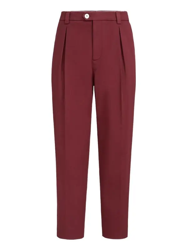Brunello Cucinelli Garment-dyed Comfort Gabardine Trousers - Red