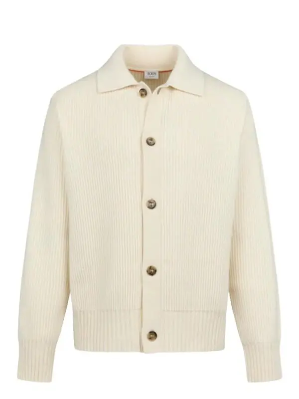 TOD'S Ribbed-knit Wool And Cashmere Blend Cardigan - Nude