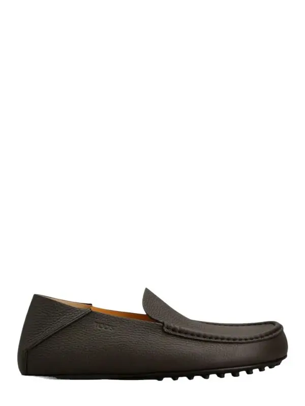 TOD'S Round Toe Loafers With Logo Detailing - Brown