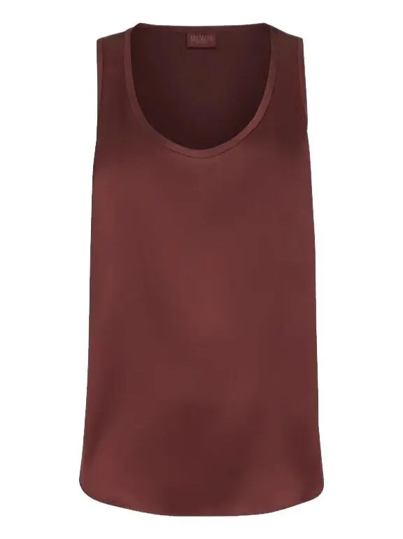 Brunello Cucinelli Stretch Silk Satin Sleeveless Top - Wine