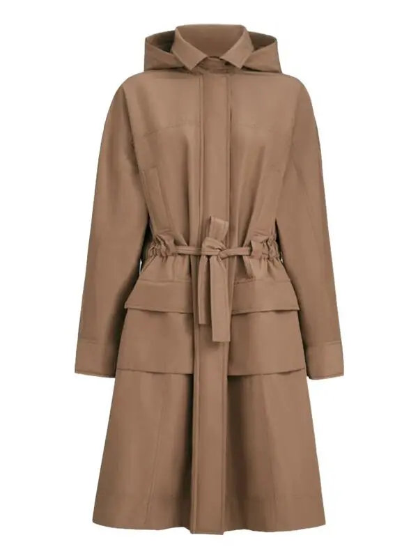 Brunello Cucinelli Techno-cotton Taffeta Coat With Detachable Hood - Brown
