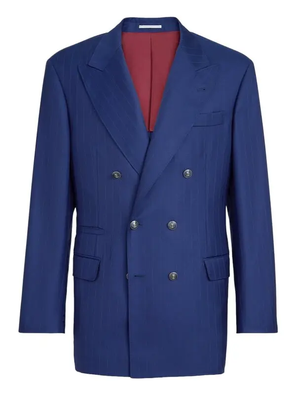 Brunello Cucinelli Chalk-stripe Blazer - Blue