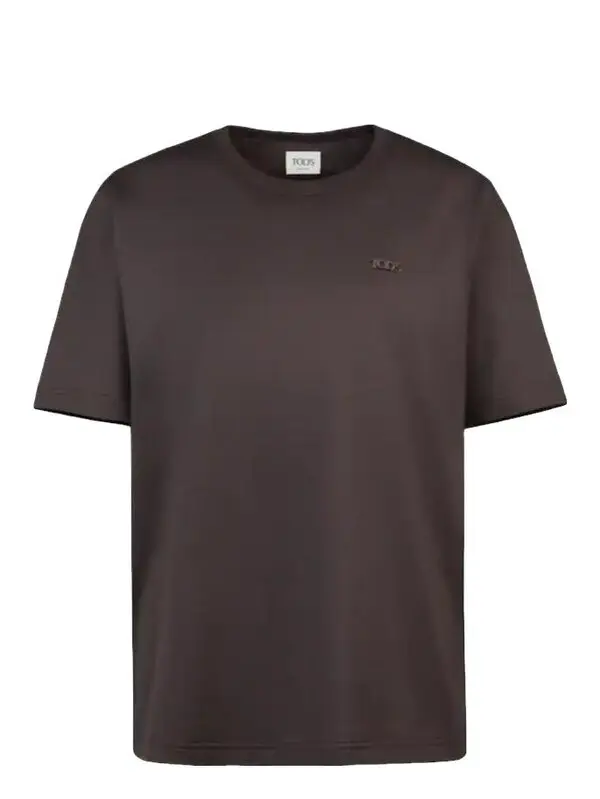 TOD'S Short-sleeve Crewneck T-shirt With Chest Patch - Brown