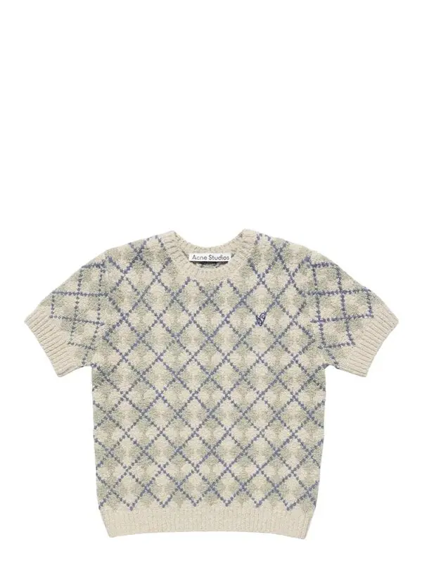 Acne Studios Bouclé Argyle Knit Sweater - White