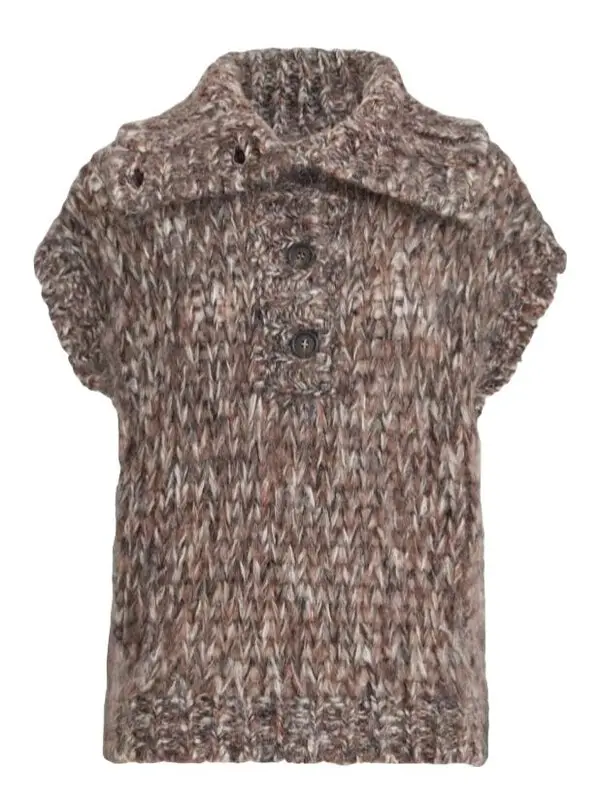Brunello Cucinelli Malfilé Mohair Sweater Vest - Bark