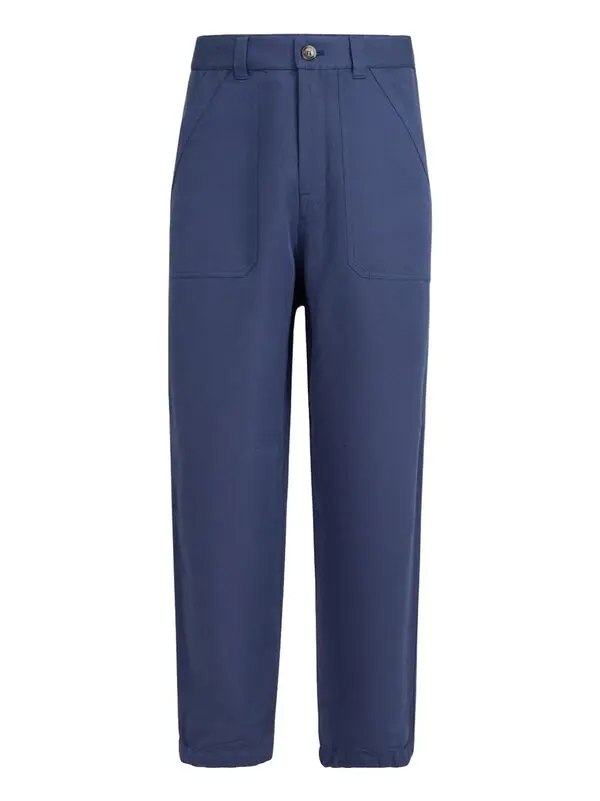 Brunello Cucinelli Linen And Cotton Drill Trousers With Patch Pockets And Drawstring - Blue