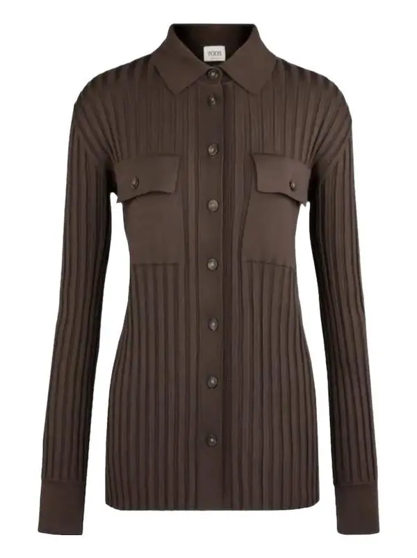 TOD'S Long-sleeved Ribbed Cardigan - Brown