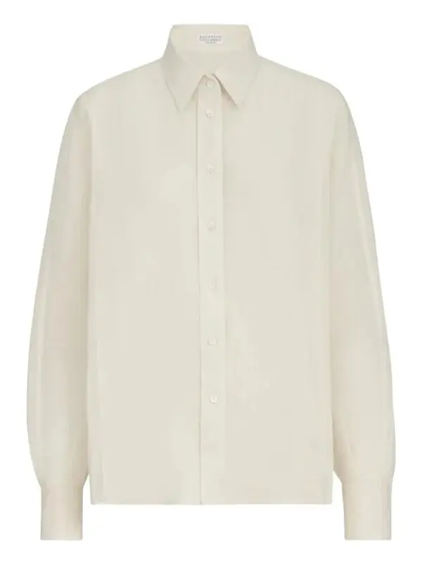 Brunello Cucinelli Linen And Cotton Organza Shirt - Milk