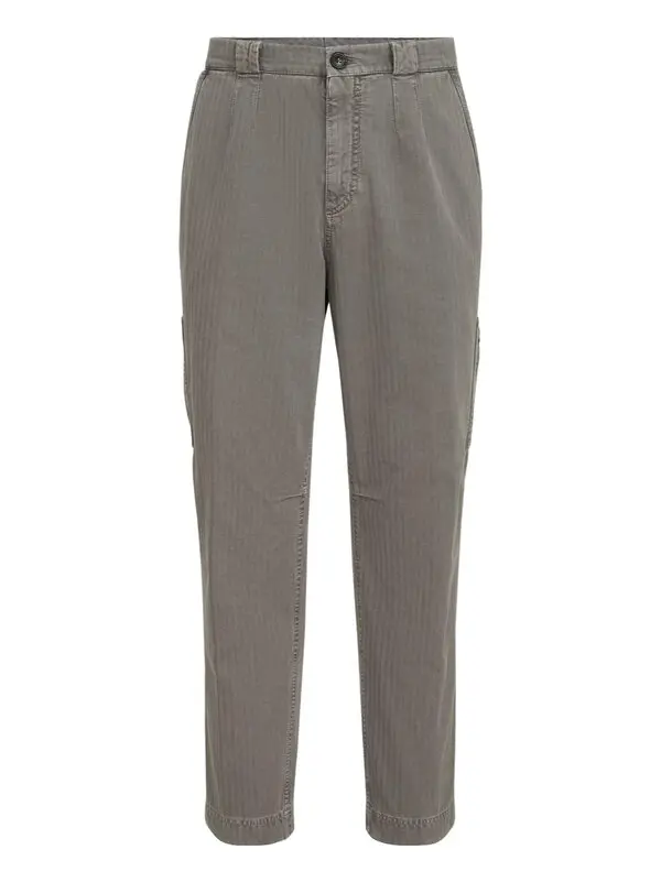 Brunello Cucinelli Cotton Chevron Cargo Trousers - Gray
