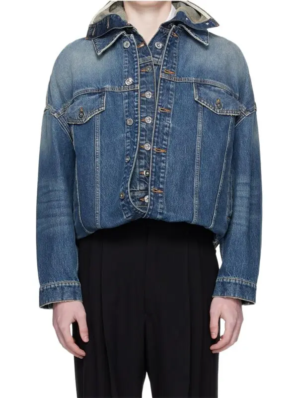 JEAN PAUL GAULTIER Denim Layered Jacket With Hood - Blue