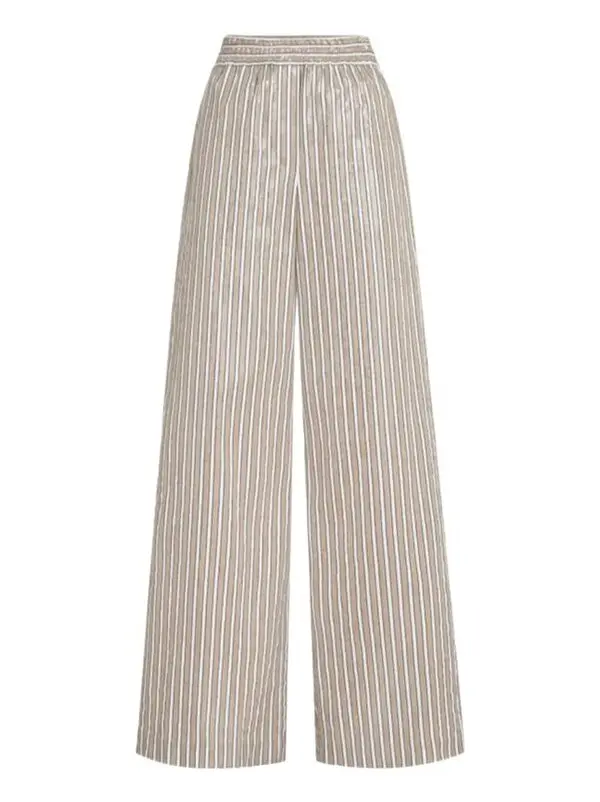 Brunello Cucinelli Cotton Poplin Striped Trousers - Nude