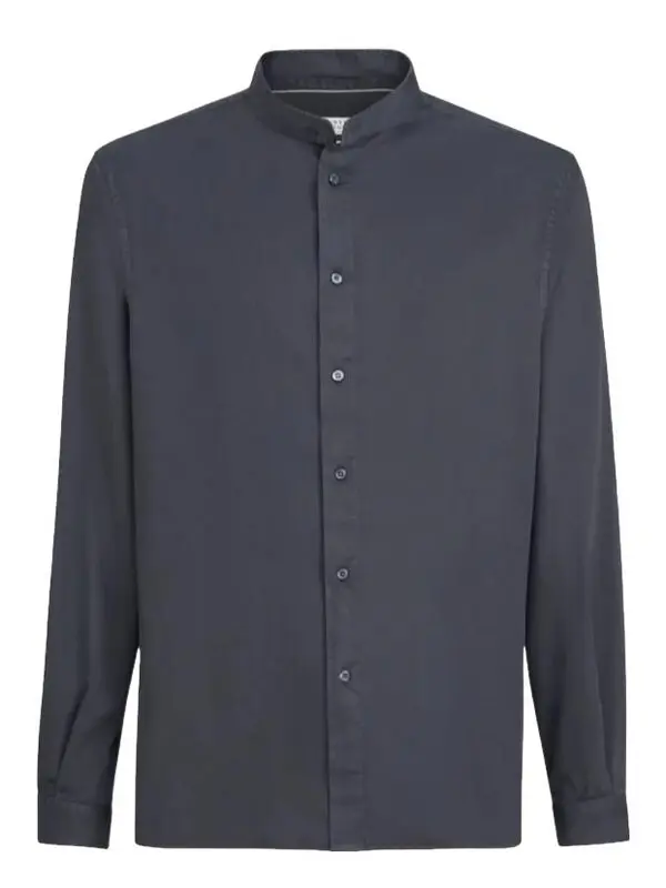 Brunello Cucinelli Mandarin-collar Garment-dyed Shirt - Anthracite