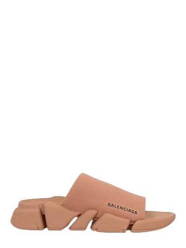 Balenciaga Ribbed Knit Slides - Pink