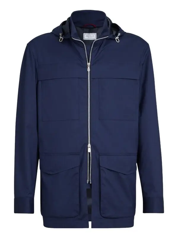 Brunello Cucinelli Detachable Hood Safari Jacket - Blue