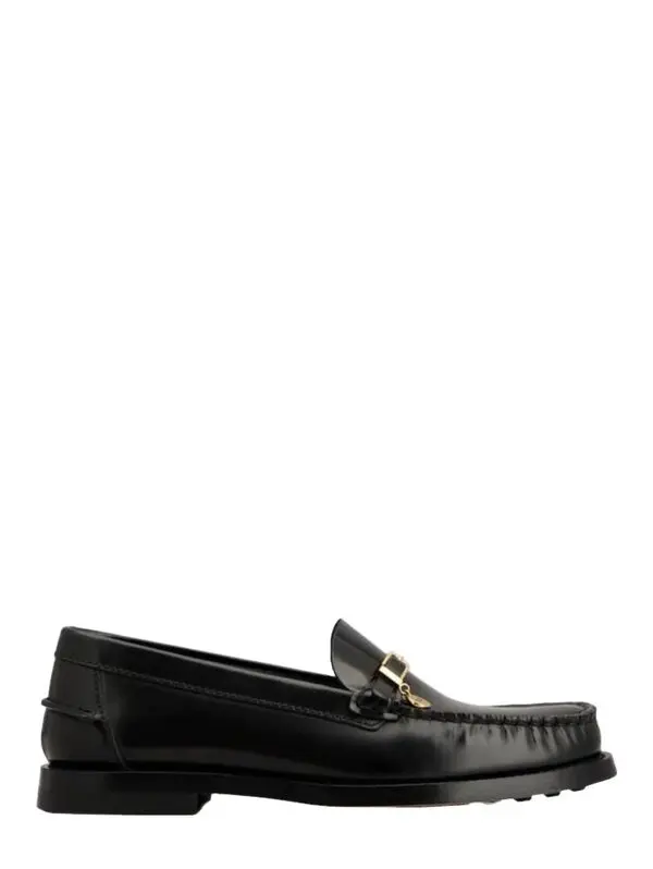 TOD'S Leather Loafers With Buckle Detail - Black