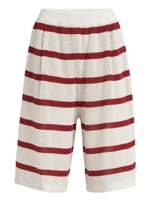Brunello Cucinelli Striped Knit Bermuda Shorts - White