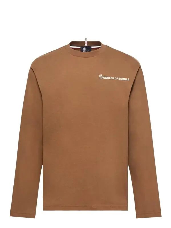 Moncler Logo Long Sleeve Cotton T-shirt - Brown