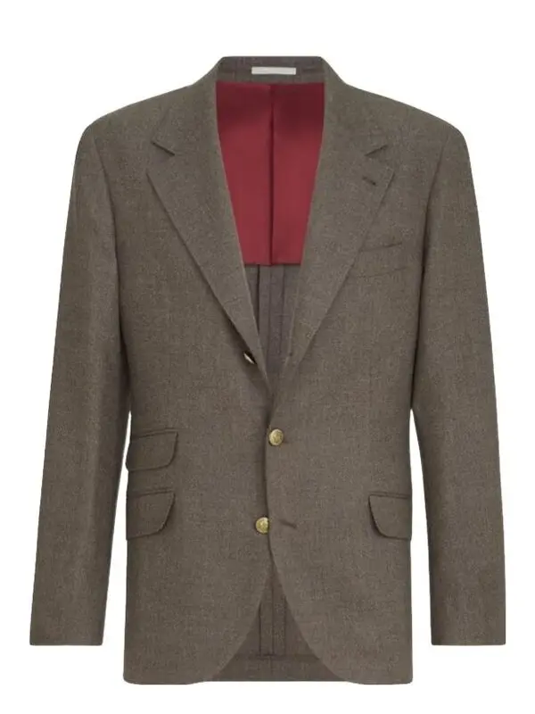 Brunello Cucinelli Mouliné Virgin Wool Twill Deconstructed Cavallo Blazer - Brown