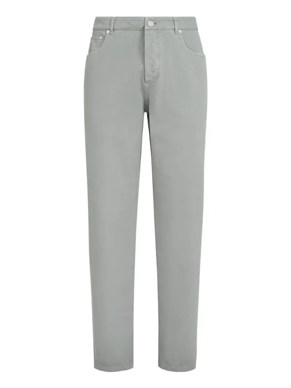 Brunello Cucinelli Garment-dyed Twisted Cotton Gabardine Trousers - Gray