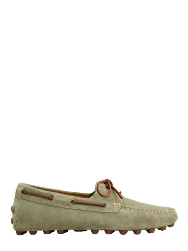 TOD'S Round Toe Boat Shoes With Logo Detail - Green