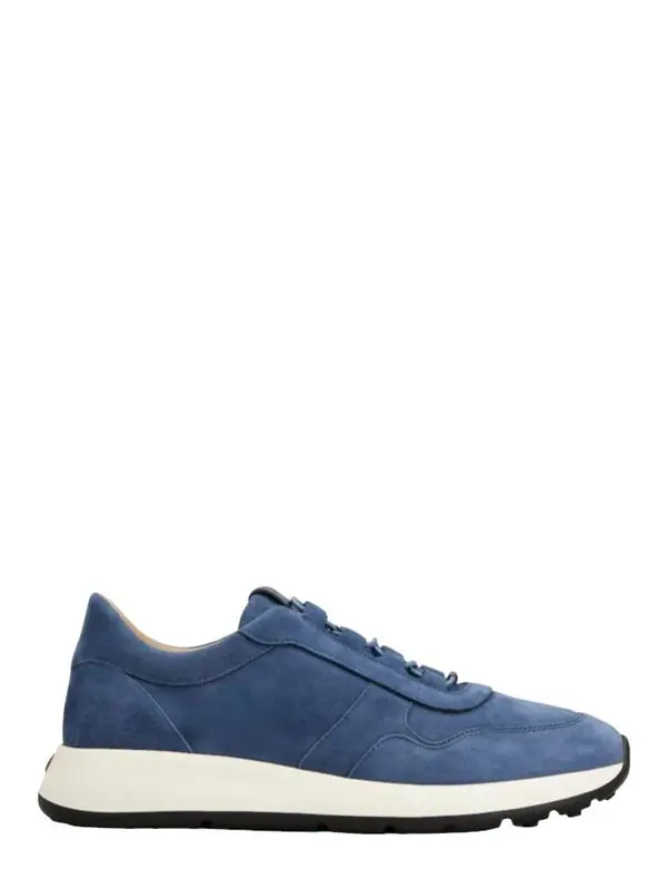TOD'S Suede Lace-up Sneakers With Red Dot Heel Detail - Blue