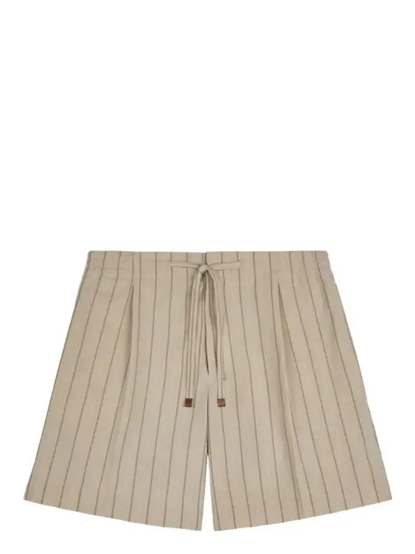 TOD'S Striped Silk Shorts - Beige