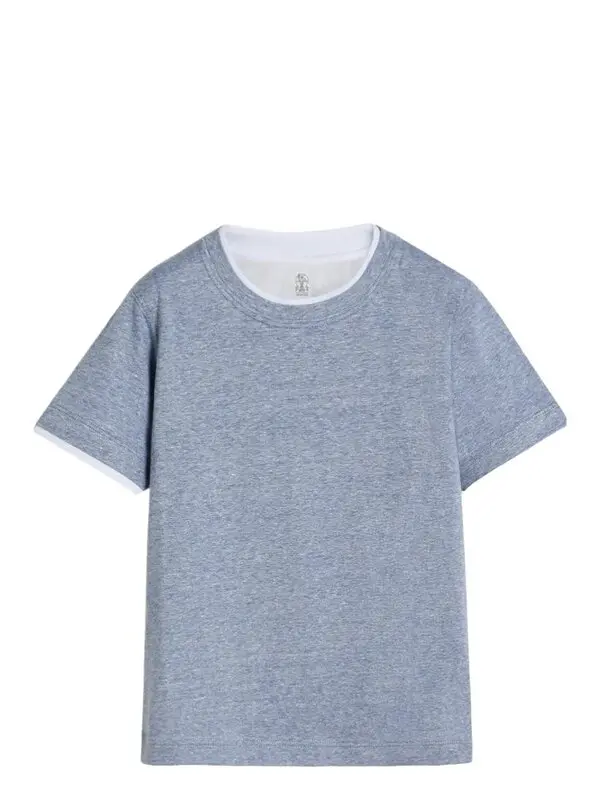 Brunello Cucinelli Linen And Cotton Jersey T-shirt - Sky-blue