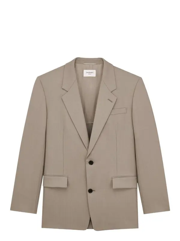 Saint Laurent Single-breasted Wool Jacket - Taupe