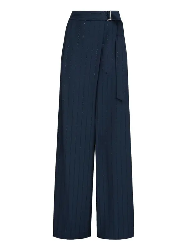 Brunello Cucinelli Sequined Wide-leg Tailored Trousers - Black