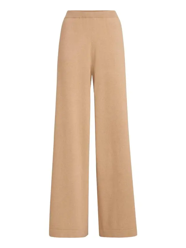 Brunello Cucinelli Alpaca Wool Knit Wide Leg Pants - Beige