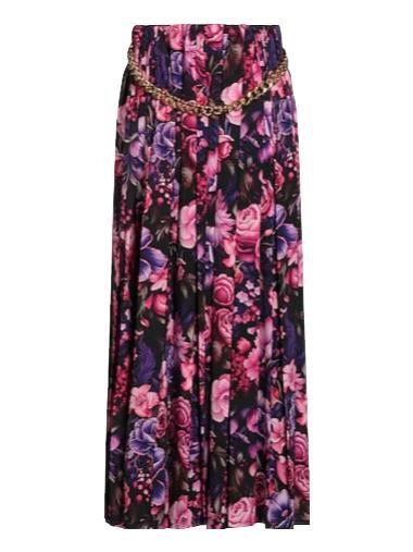 Balenciaga Pleated Floral Print Maxi Skirt - Black