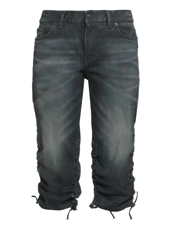 Balenciaga Gathered Denim Bermuda Shorts - Black